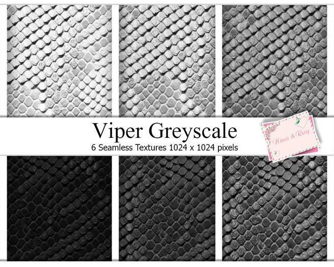 Second Life Marketplace - Viper Fabric Greyscale - 6 Textures Seamless - NINA and RAY NR